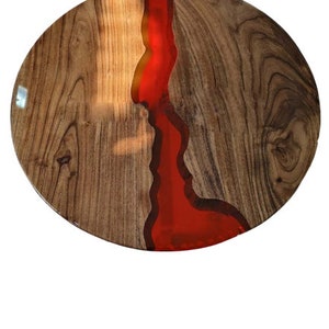 Red Epoxy Table Top Round for Living Room Hallway Custom to Order Resin ...