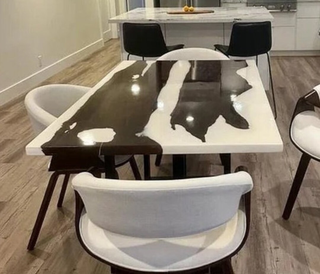 Acacia White Epoxy Table, Coffee Table, Wooden Dining Table, Resin ...