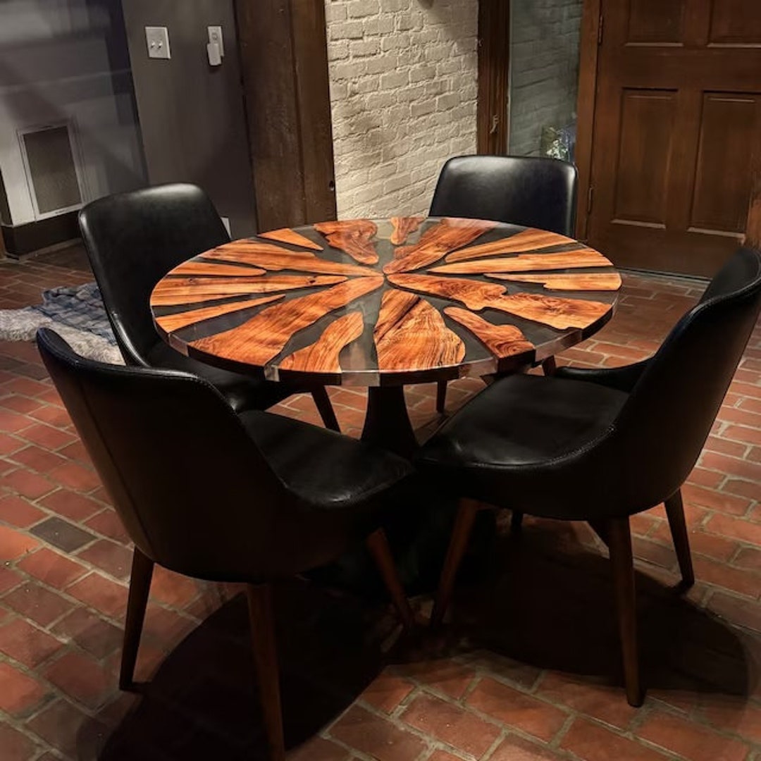 Natural Epoxy Restaurant Table Top, Round Coffee Table, Made to Order ...