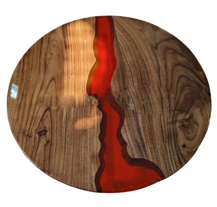 Red Epoxy Table Top Round for Living Room Hallway Custom to Order Resin ...