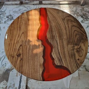 Red Epoxy Table Top Round for Living Room Hallway Custom to Order Resin ...