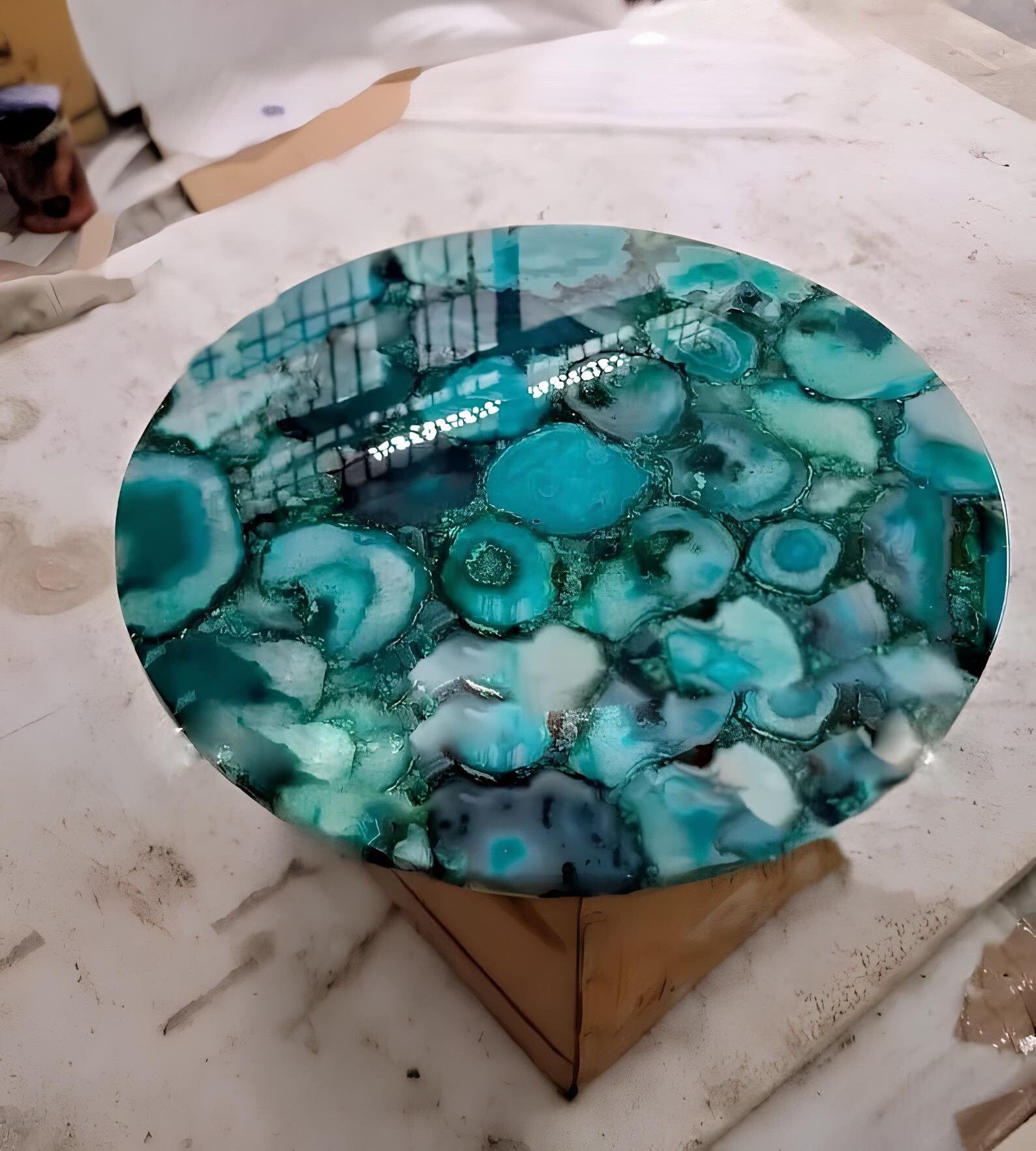 36 Inch Round Table Agate Coffee Table Agate Countertop Green Agate ...