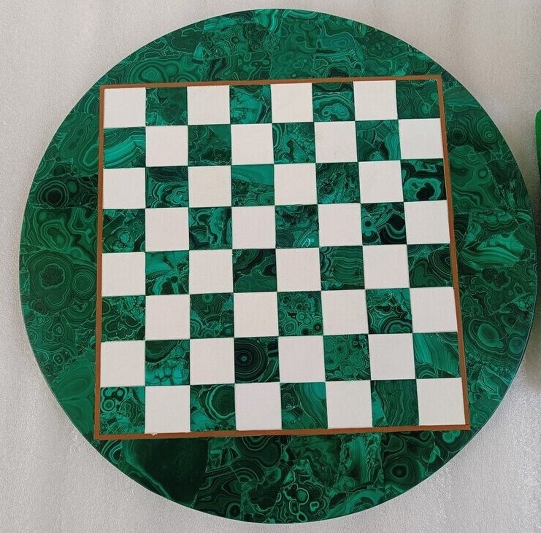 Malachite Chess Set: Handmade Marble Inlay, Queen's Gambit Style - Etsy