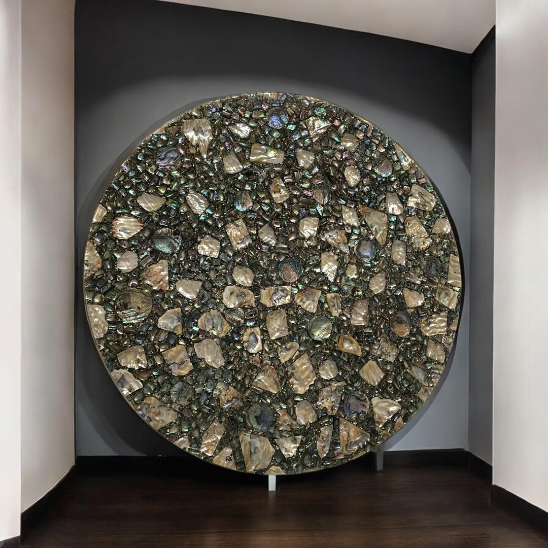 Handmade Abalone Shell Inlay Marble Coffee Table Top Handmade Modern ...