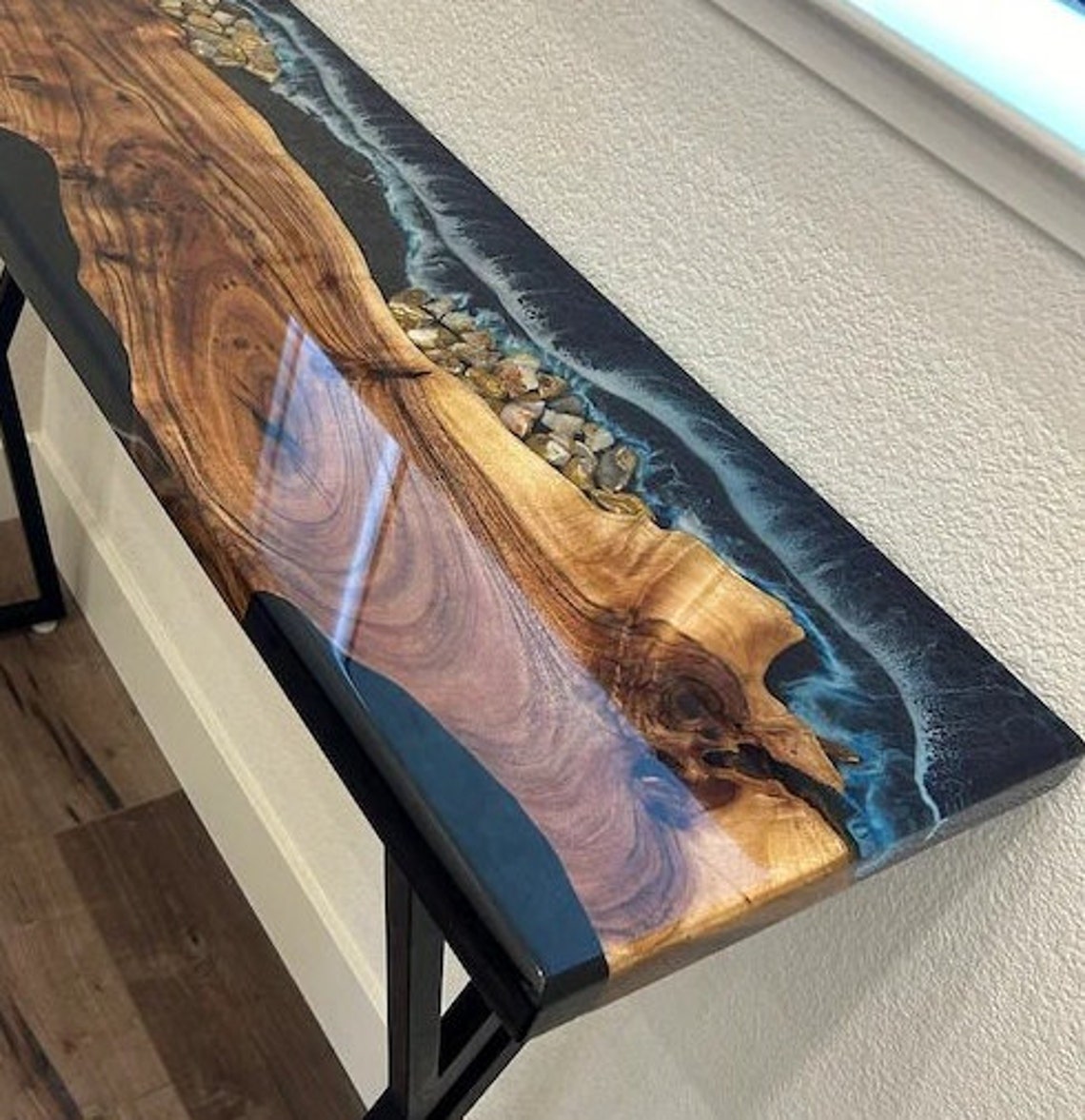 Ocean Wave Epoxy Table With Stand, Epoxy Wood Table, Center Table ...