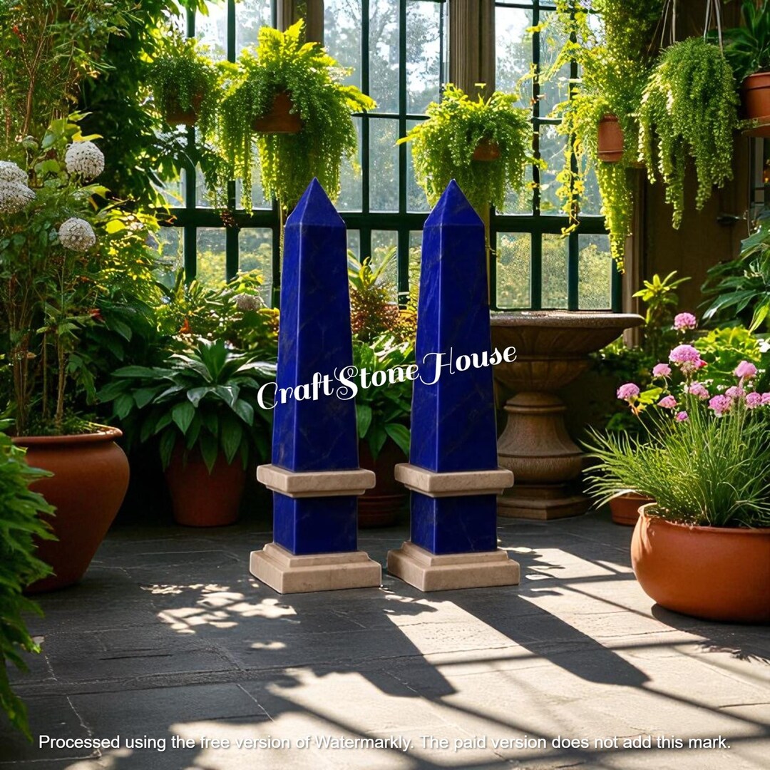 Lapis Lazuli Obelisks Set Handmade Stone Decor Garden Interior - Etsy