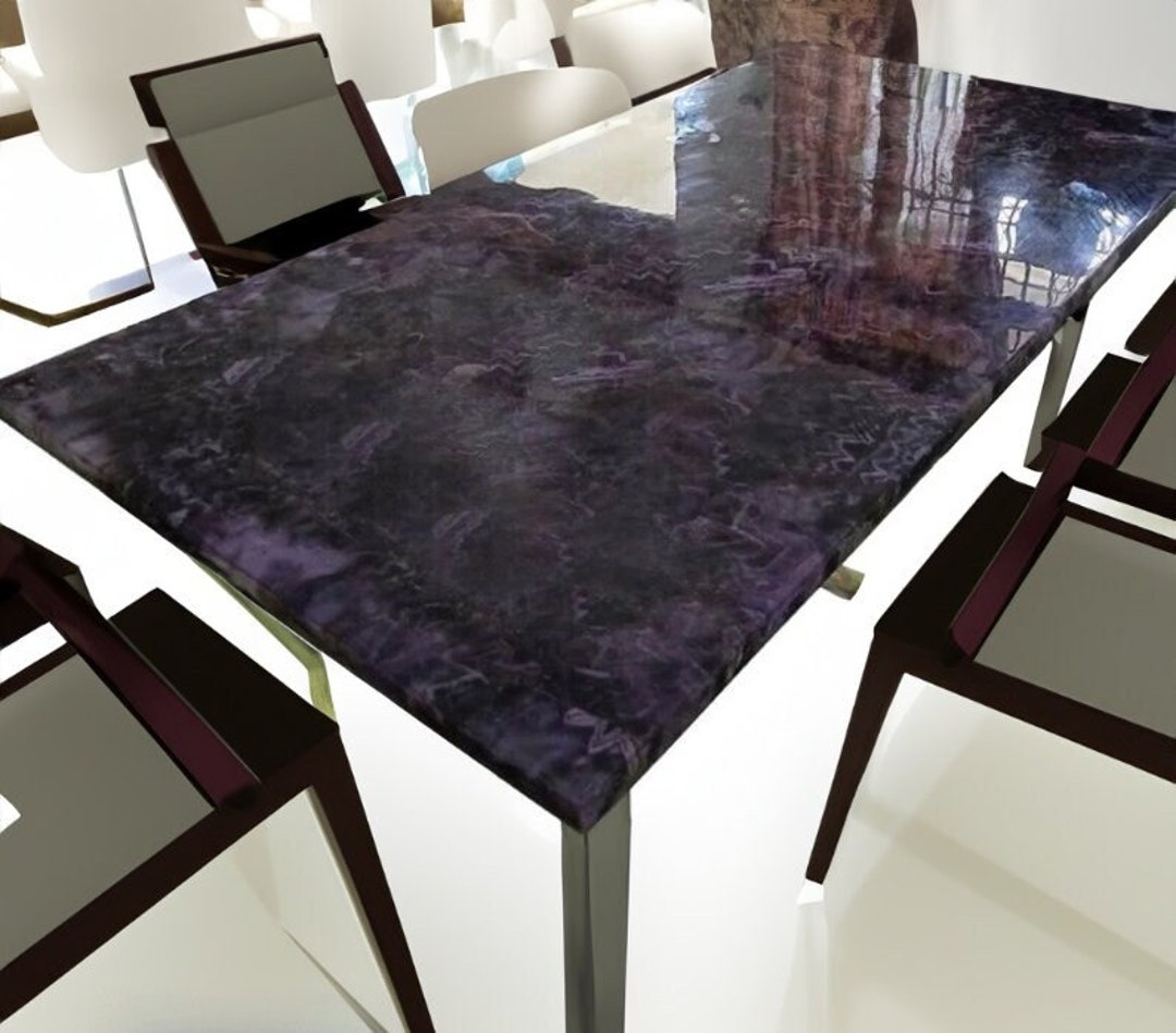 72x48 Amethyst Stone Table Tops for Patio Living Room Custom Made ...