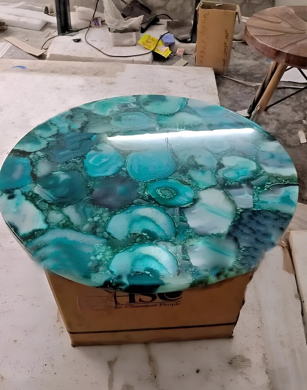 36 Inch Round Table Agate Coffee Table Agate Countertop Green Agate ...
