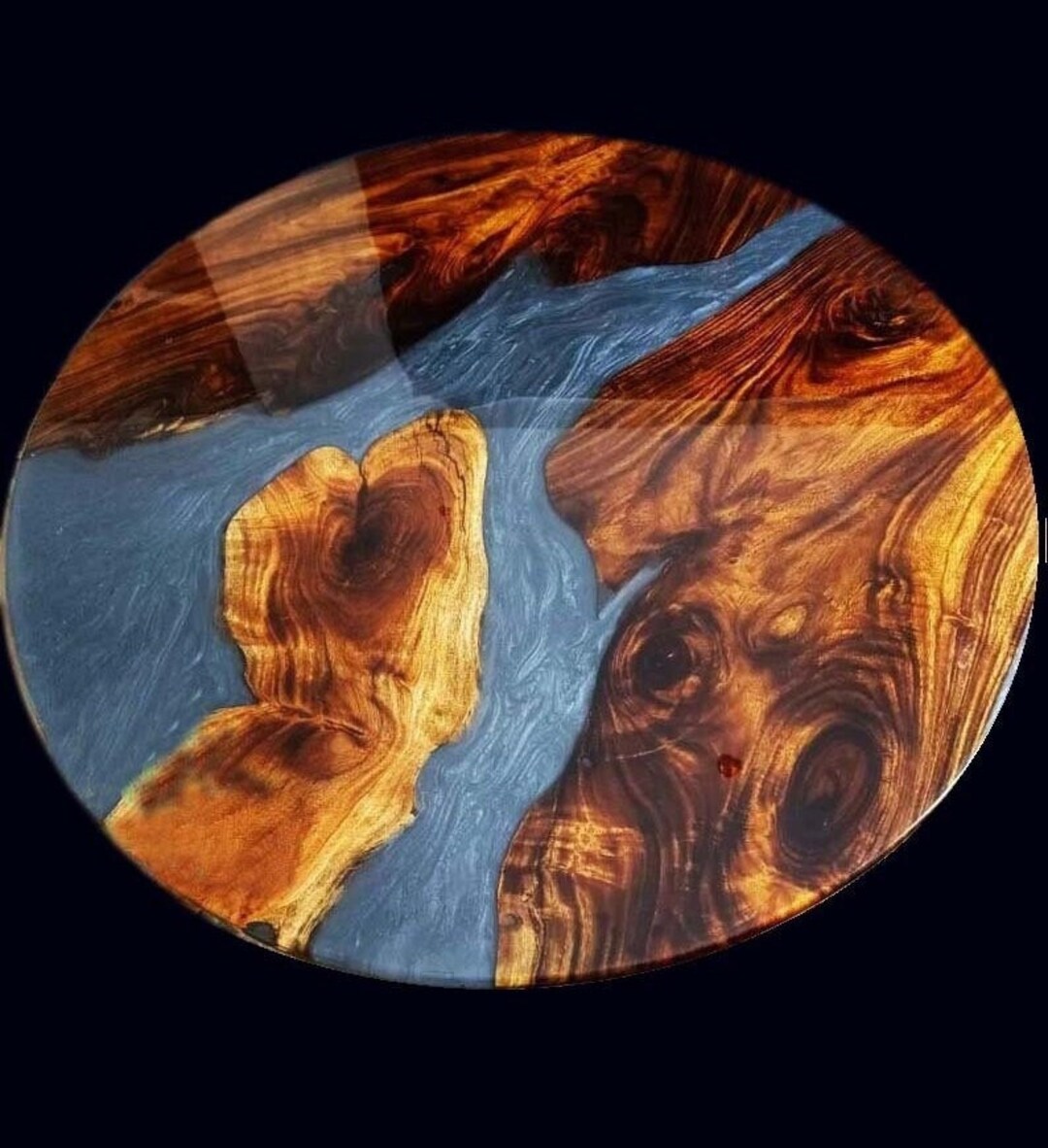Round Wood and Epoxy Resin River Table Top: Custom Home Decor - Etsy