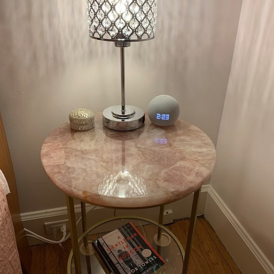 Quartz Coffee Table Top, Pink Quartz Side Table, Agate Stone Table ...