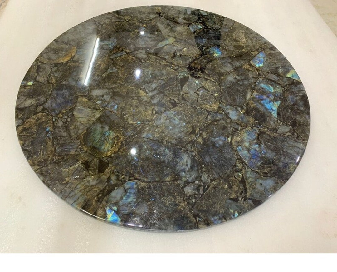 Labradorite Stone Coffee Table Top for Restaurant Decor Handmade Semi ...