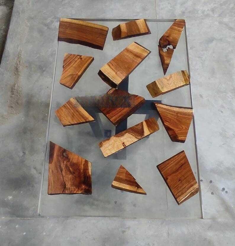 Epoxy Office Desk With Clear Transparent Epoxy Resin River Art Dining ...