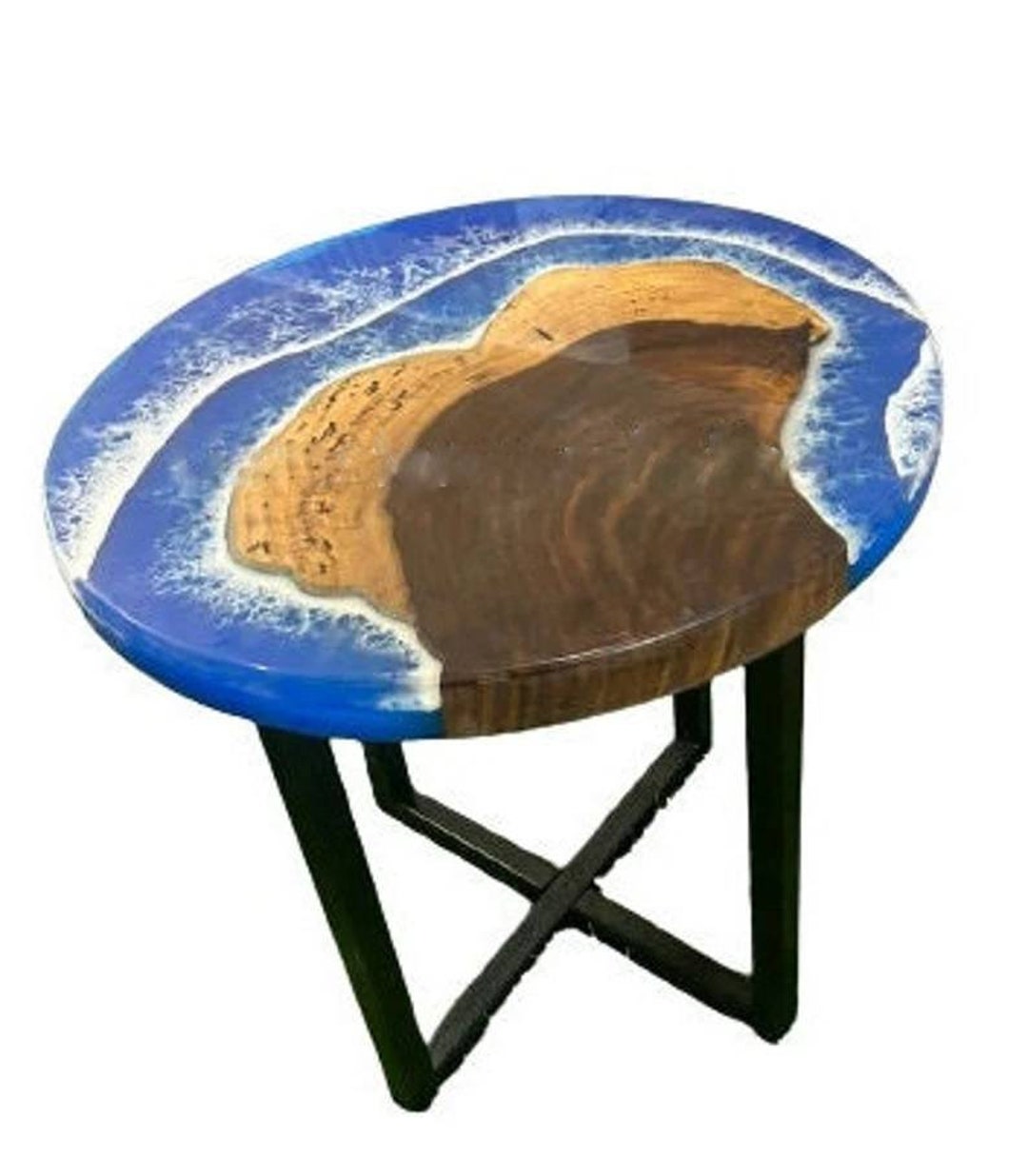 Ocean Beach Epoxy Wood Table Round Custom to Special Order Handmade ...