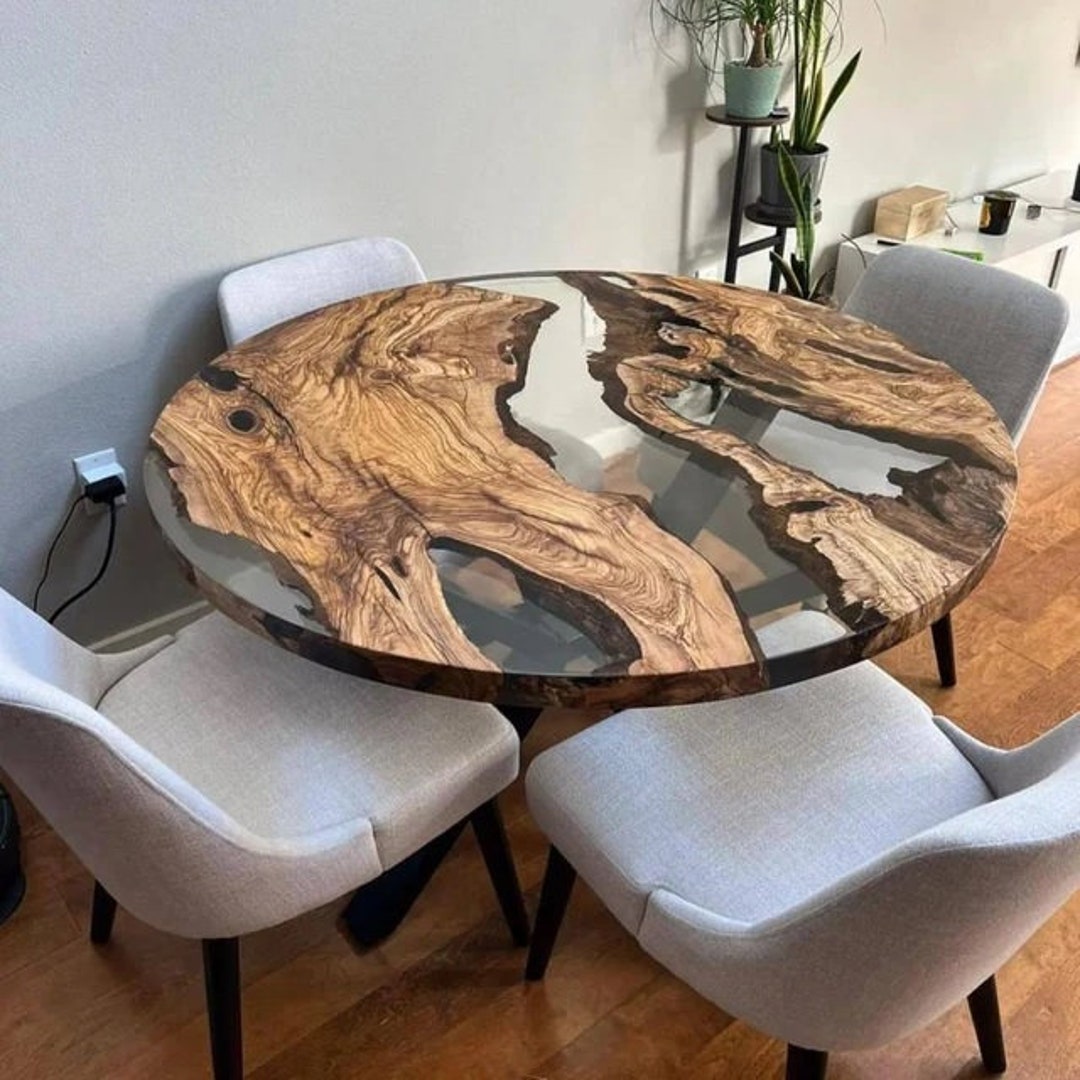 Coffee Table Clear Epoxy Resin Live Edge Wood Handmade Furniture and ...