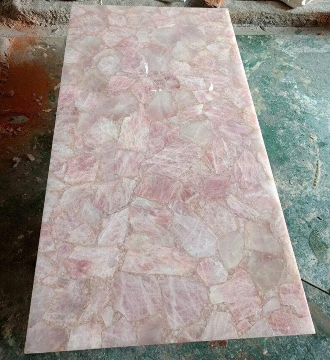 Rose Quartz Counter Table, Stone Dining Table, Coffee Table Tops, Home ...