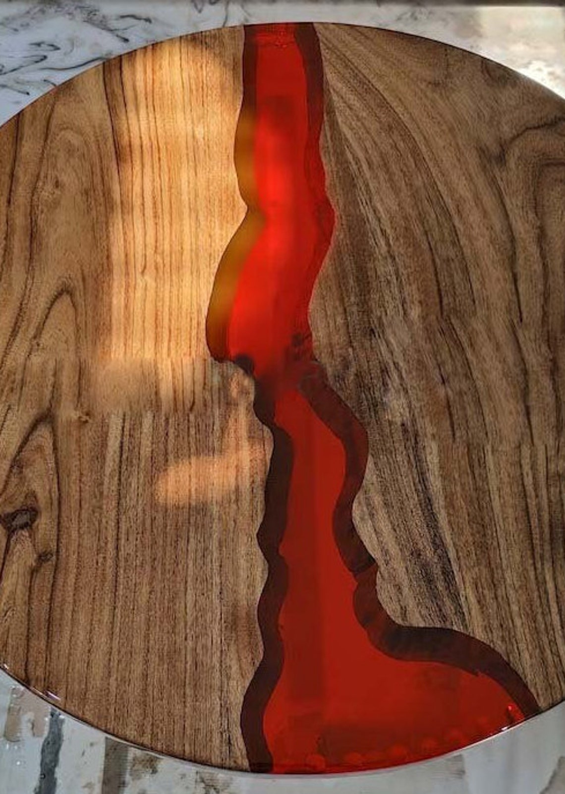 Red Epoxy Table Top Round for Living Room Hallway Custom to Order Resin ...