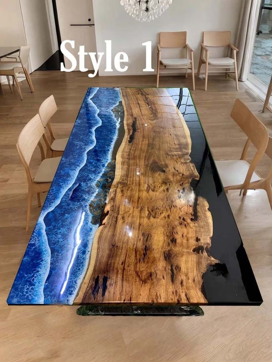 Acacia Wood Resin Coffee Table, Dining Tables With Epoxy Resin, Custom ...