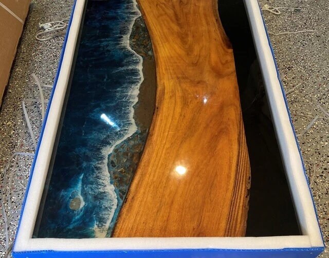 Beach Epoxy Coffee Table Acacia Table Top Epoxy Table Blue - Etsy