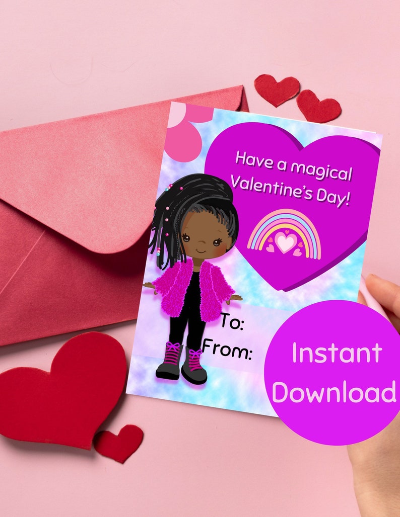 Printable Valentine's Day Cards Black Girl Printable - Etsy