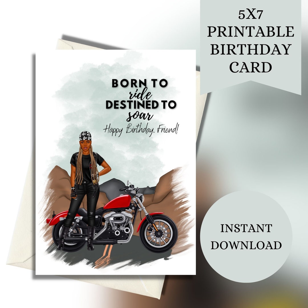 Happy Birthday Card Printable Card for Birthday Motorcycle - Etsy