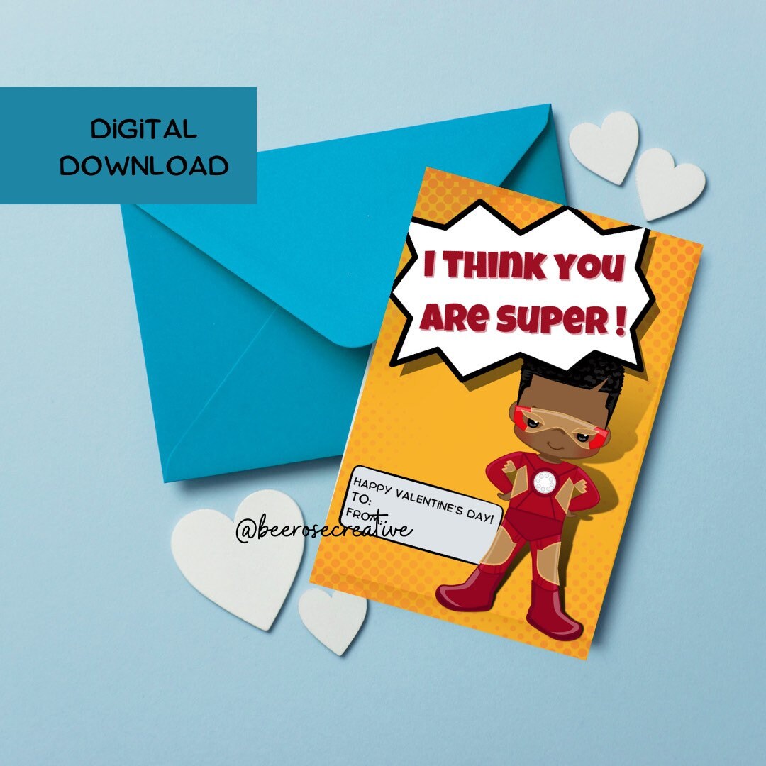 Superhero Valentines Day Card Black Panther Valentine - Etsy
