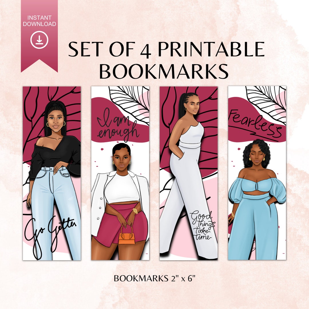 DIY Bookmark | Bookmark Template | Black Girl Book Accessories | Black ...