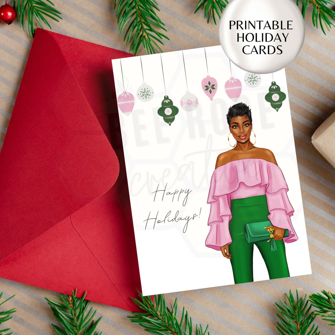 Printable Holiday Cards for Black Women African American - Etsy