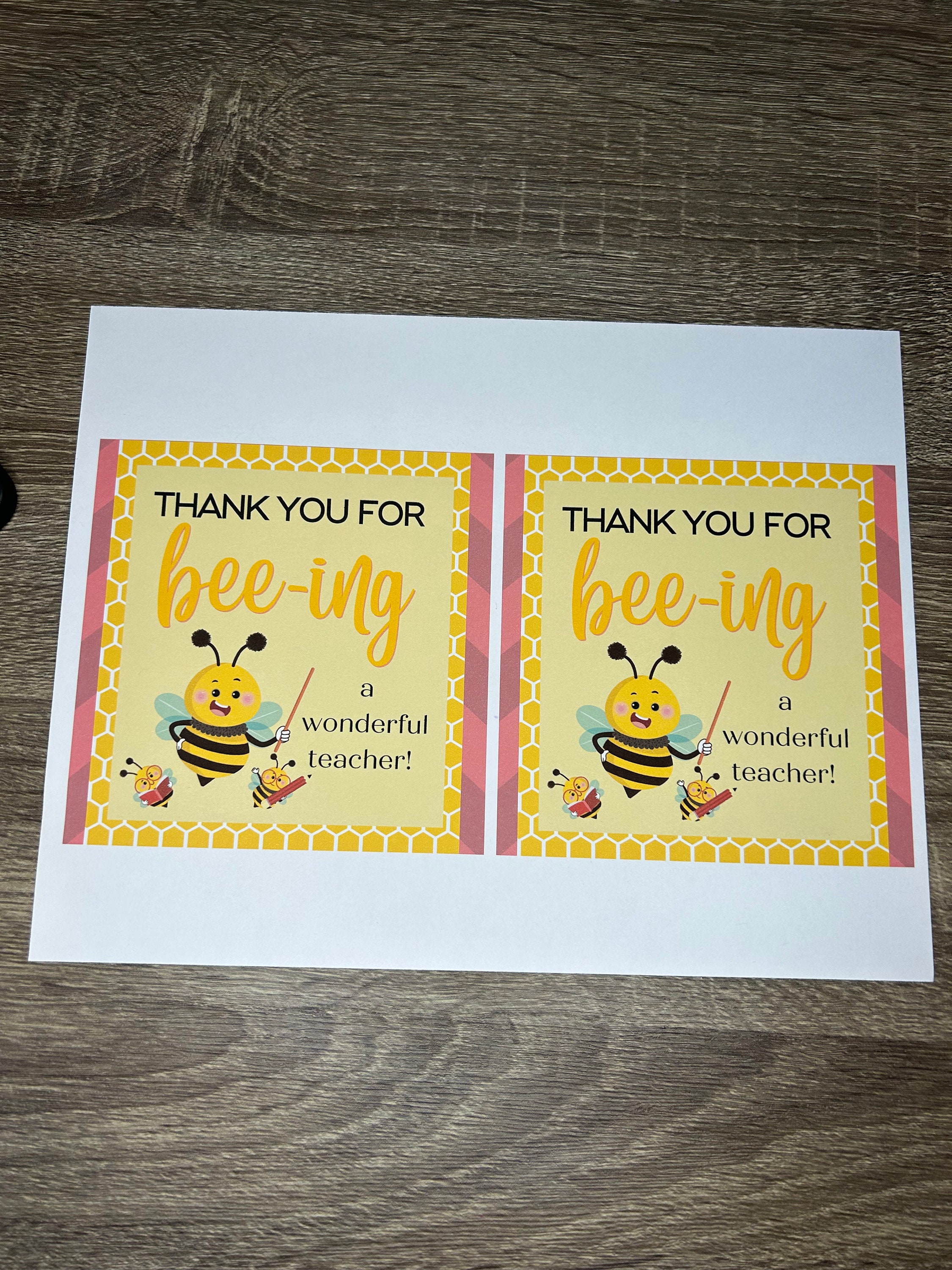 Thank You for Bee-ing a Wonderful Teacher Printable Gift Tags, Teacher ...