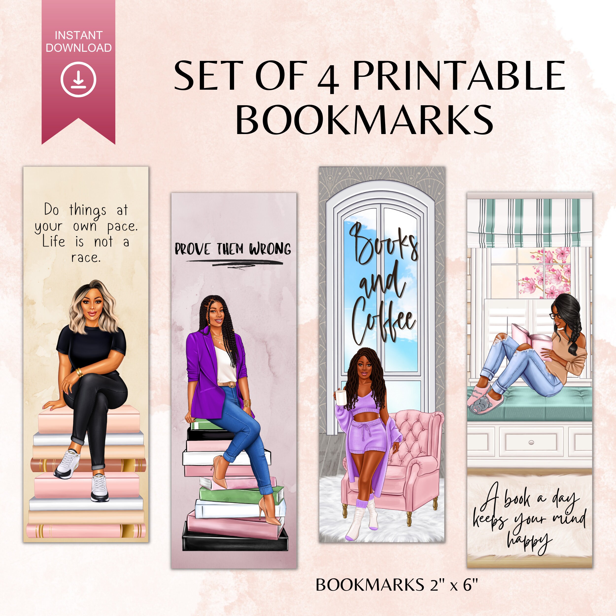 Black Girl Bookmarks | Black Woman Bookmark | Printable Bookmark ...