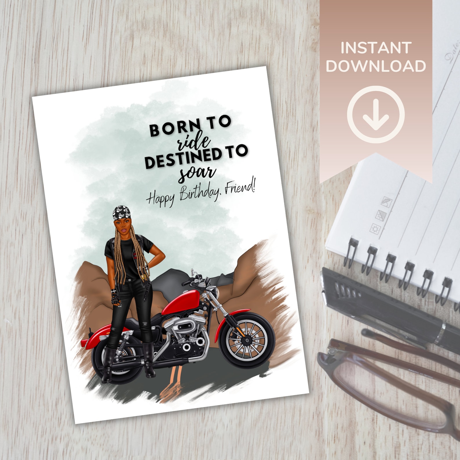 Happy Birthday Card | Printable Card for Birthday | Motorcycle Birthday ...