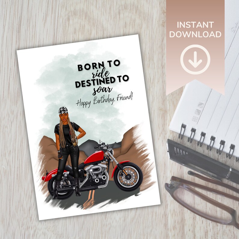Happy Birthday Card Printable Card for Birthday Motorcycle Birthday ...