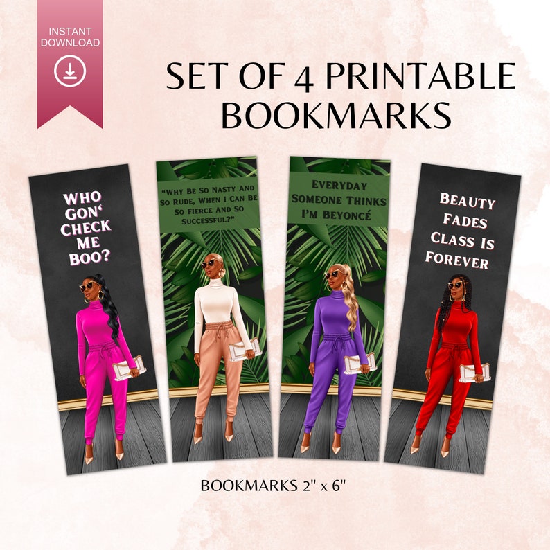 Black Girl Bookmarks Black Woman Bookmark Printable Bookmark African ...