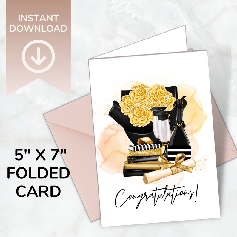 Graduation Card Printable Graduation Card Congratulations Grad Cap and ...