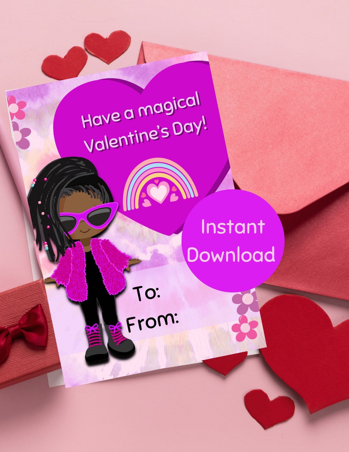 Printable Valentine's Day Cards Black Girl Printable | Etsy