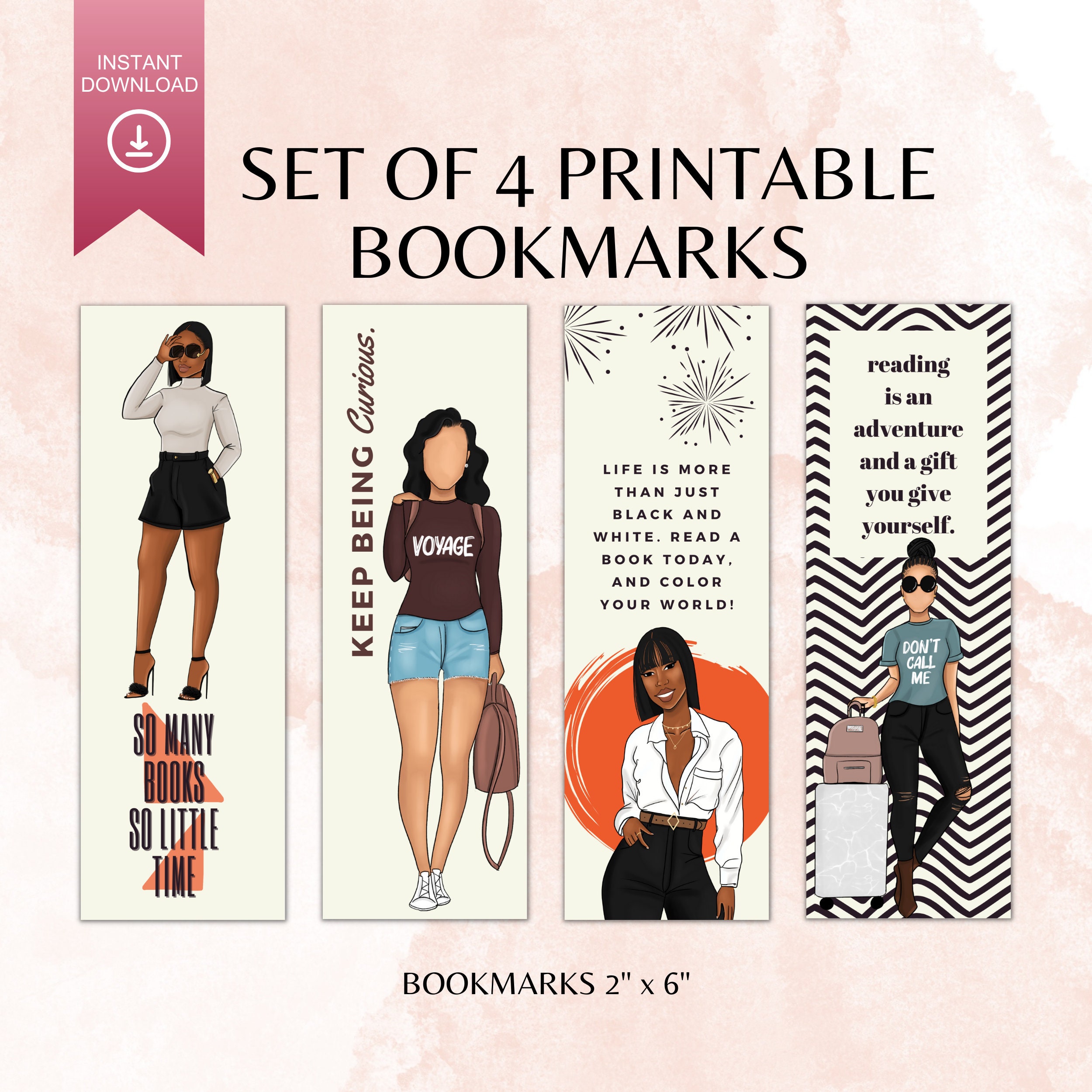 Black Girl Bookmarks Black Woman Bookmark Printable Bookmark African ...