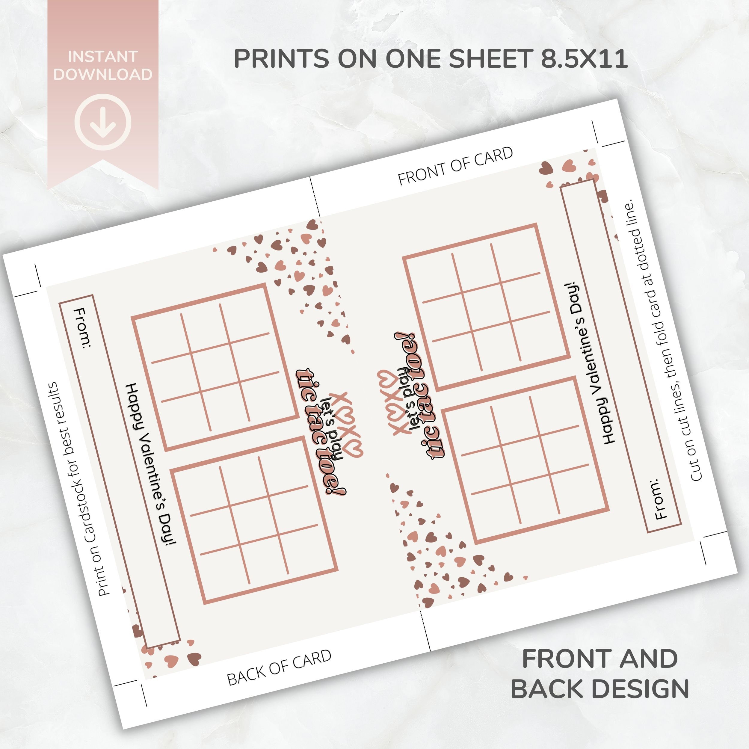 Tic Tac Toe Printable Valentine's Day Cards for Classroom Valentine ...