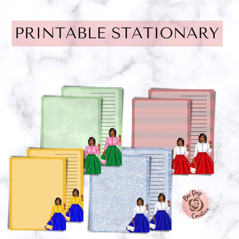 Printable Stationary Pack Instant Download US Letter PDF Sorority ...