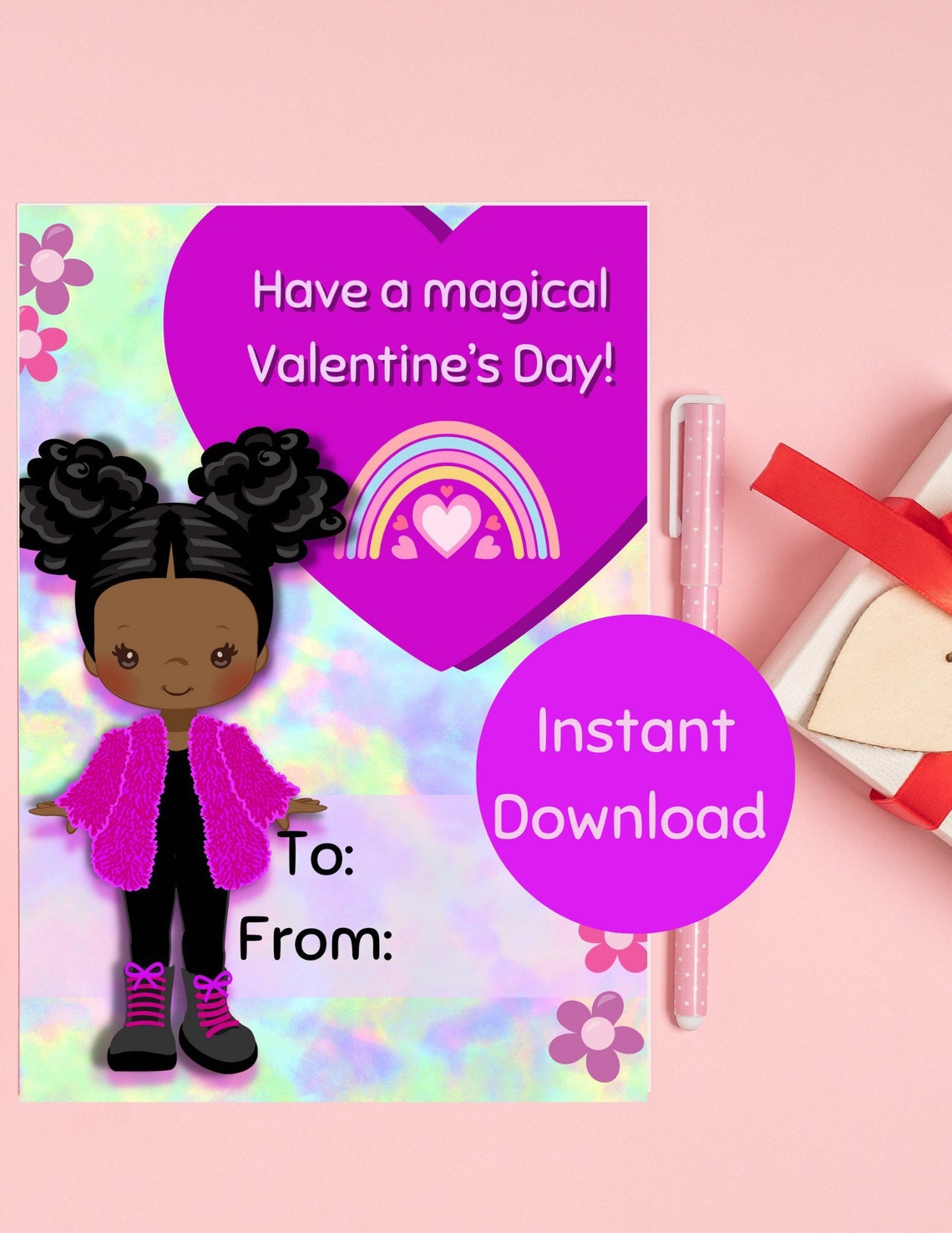 Printable Valentine's Day Cards Black Girl Printable - Etsy