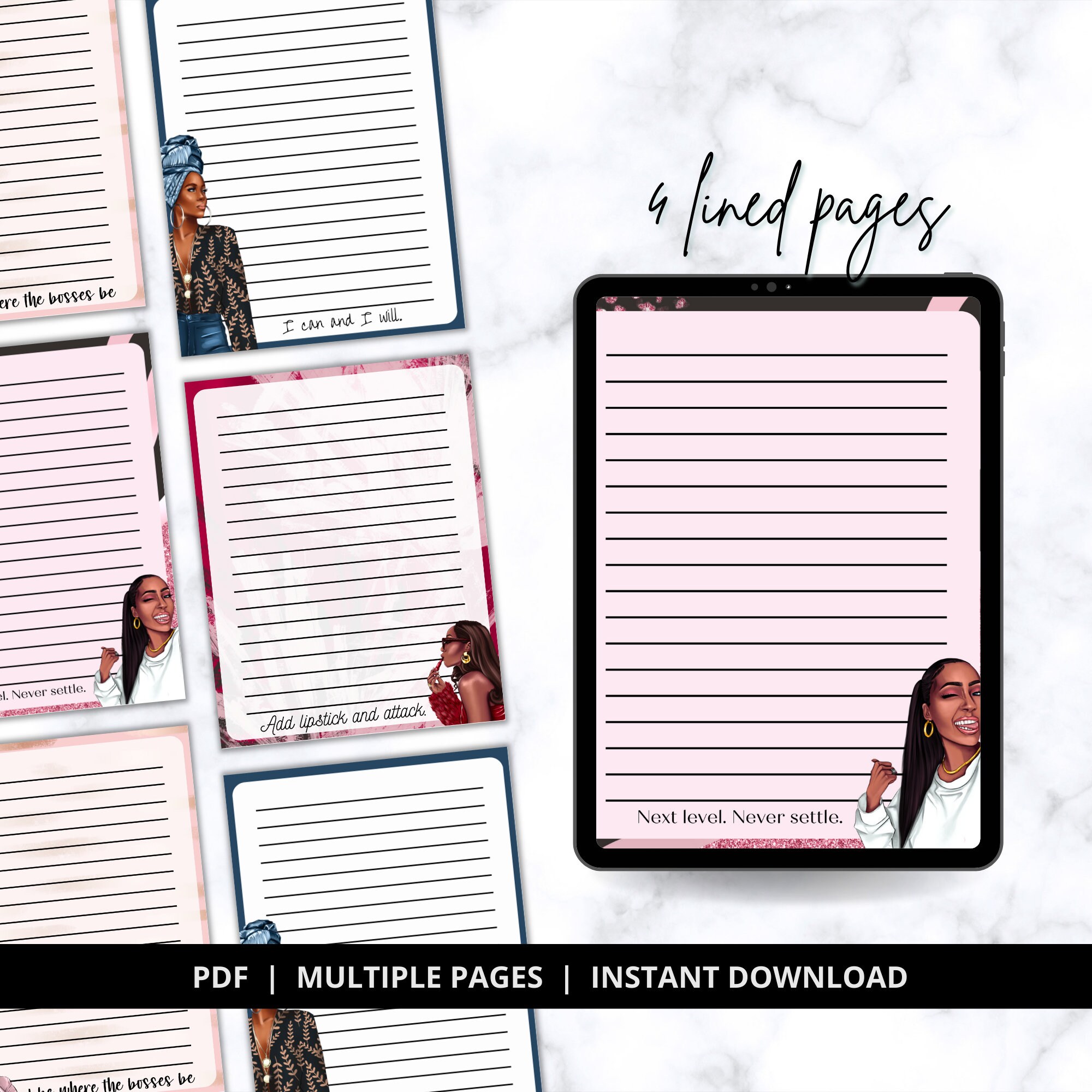 Printable Stationary Pack Girl Boss Stationary Pack for Goodnotes PDF ...