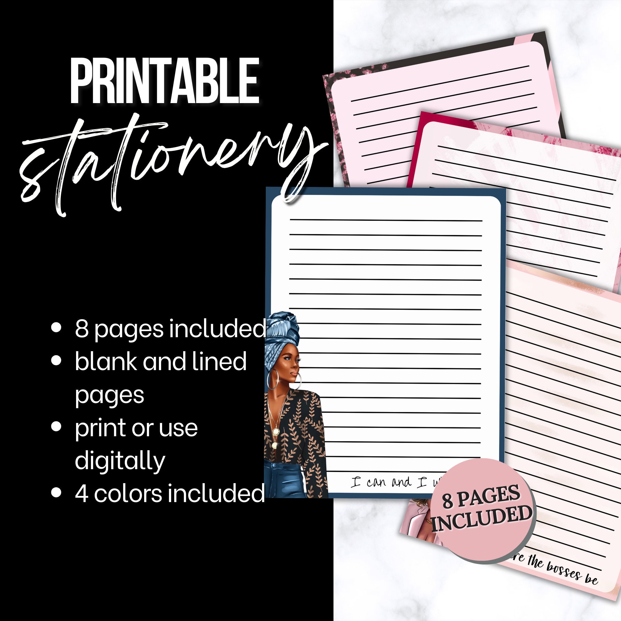 Printable Stationary Pack | Girl Boss Stationary Pack for Goodnotes ...