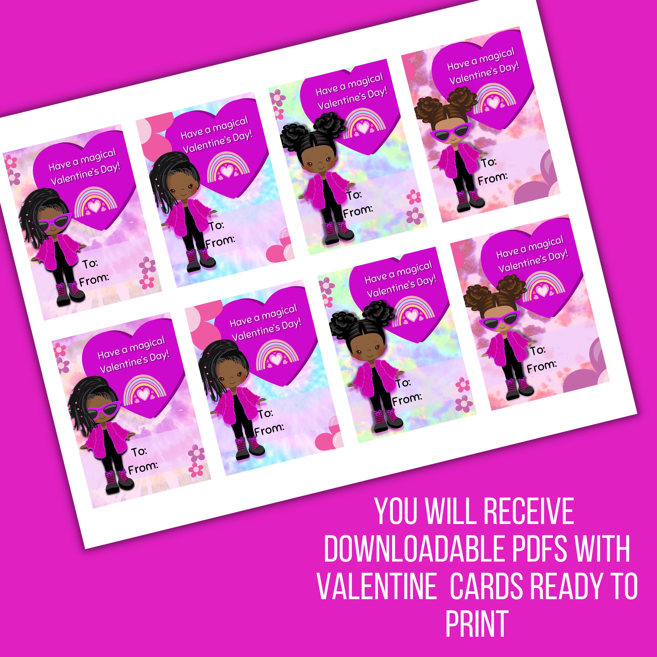 Printable Valentine's Day Cards, Black Girl Printable Valentines Day ...