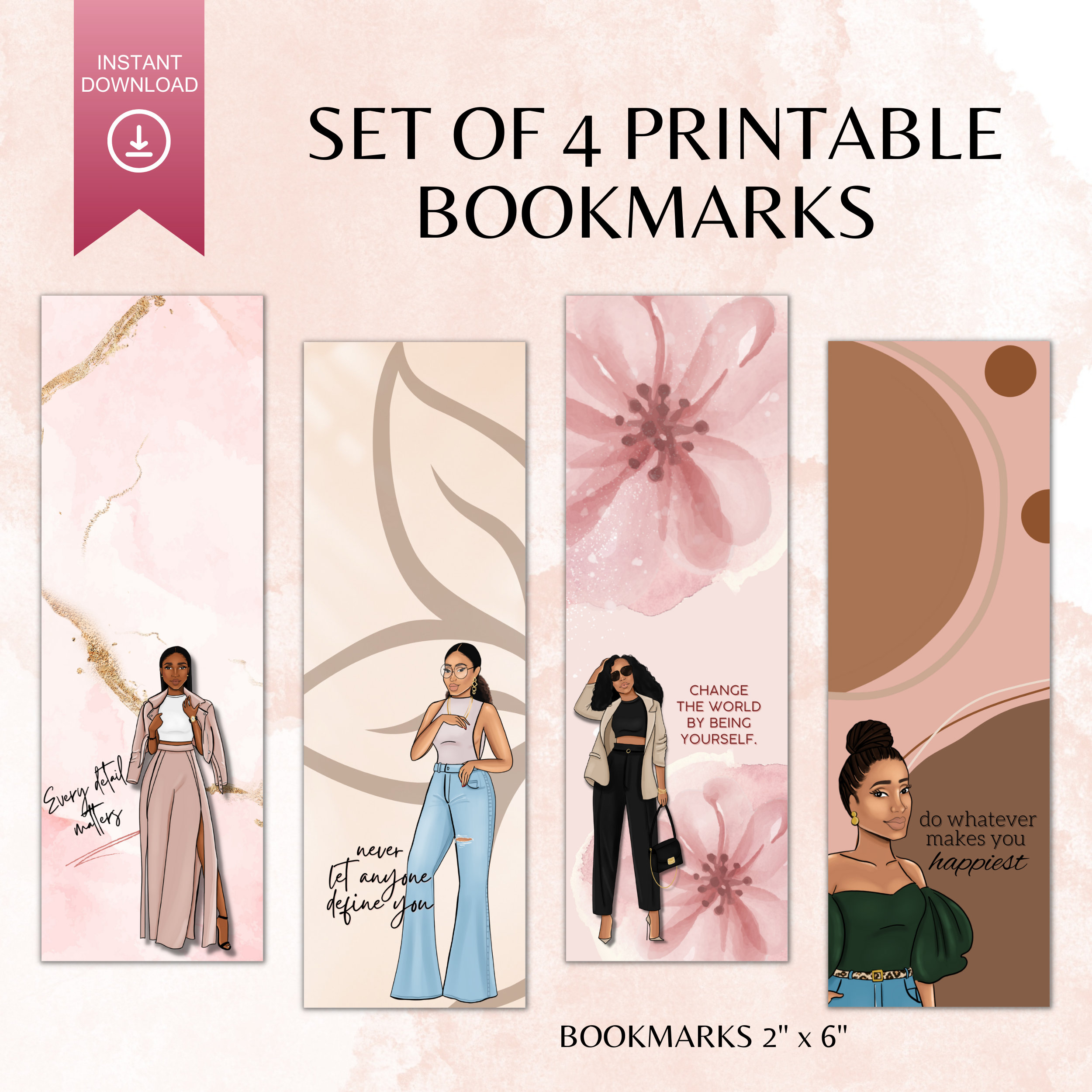 Black Girl Bookmarks | Black Woman Bookmark | Printable Bookmark ...
