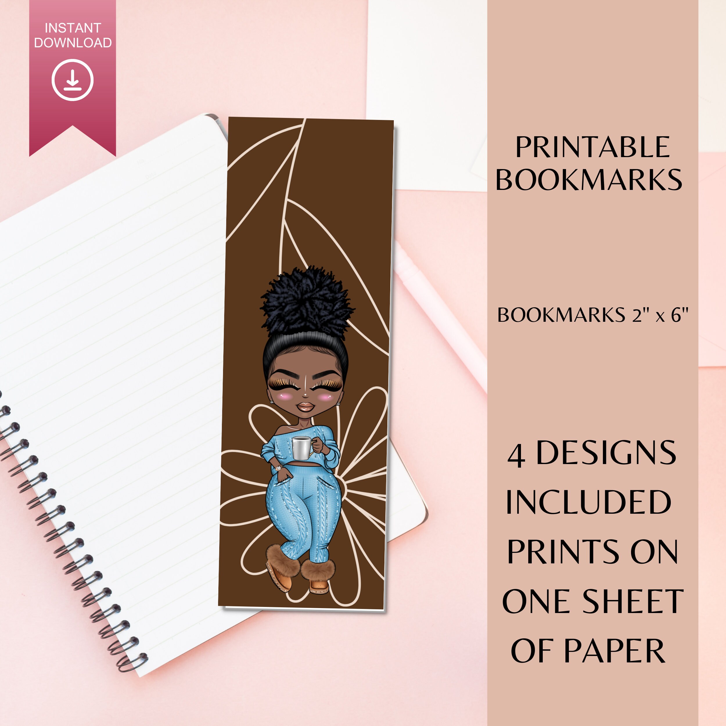 Black Girl Bookmarks | Black Woman Bookmark | Printable Bookmark ...
