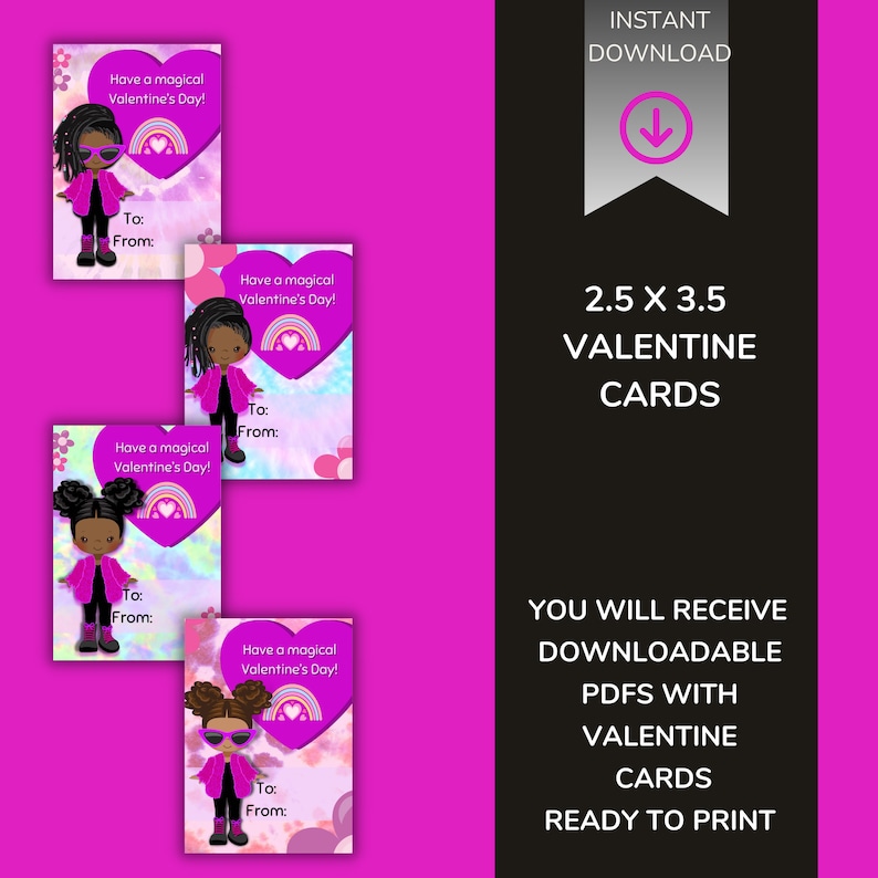 Printable Valentine's Day Cards, Black Girl Printable Valentines Day ...