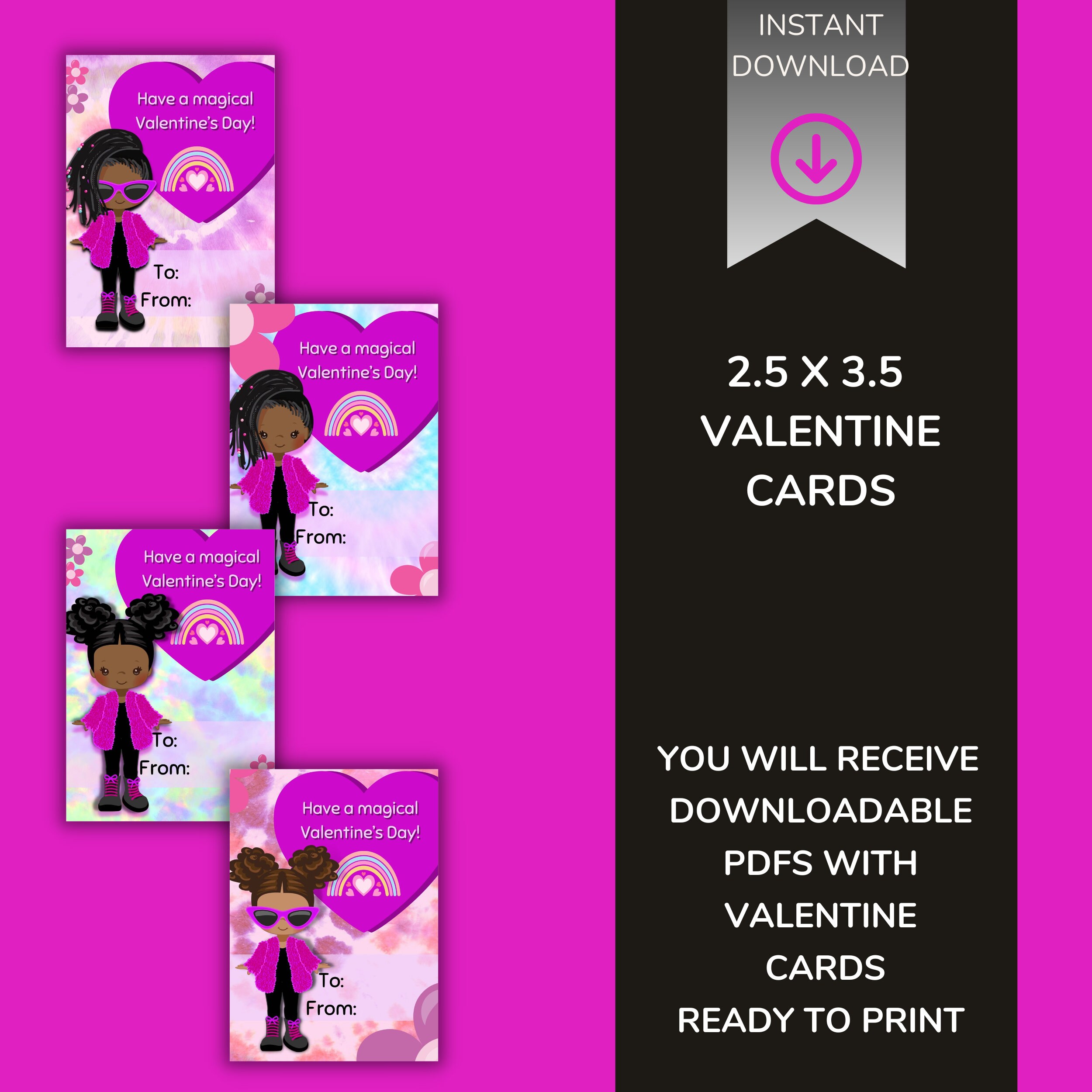 Printable Valentine's Day Cards, Black Girl Printable Valentines Day ...