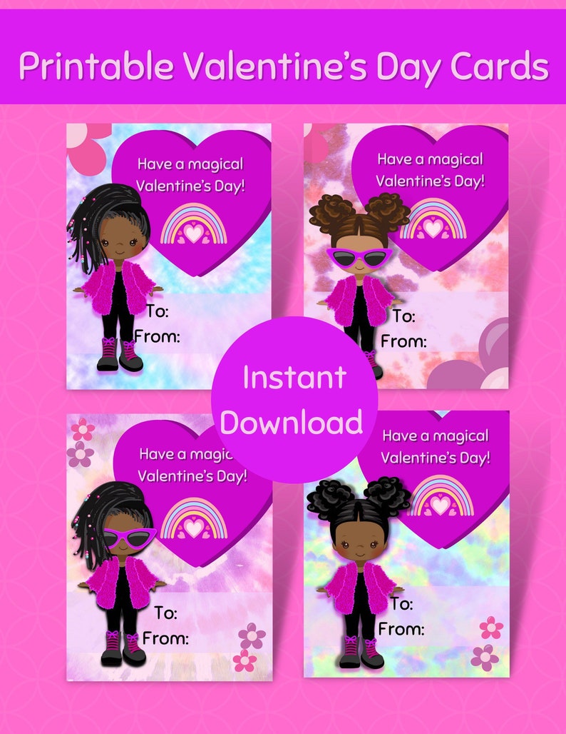 Printable Valentine's Day Cards Black Girl Printable - Etsy