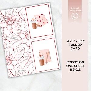 Printable Note Card Set | Valentine's Day Cards | Rose Gold Card for ...