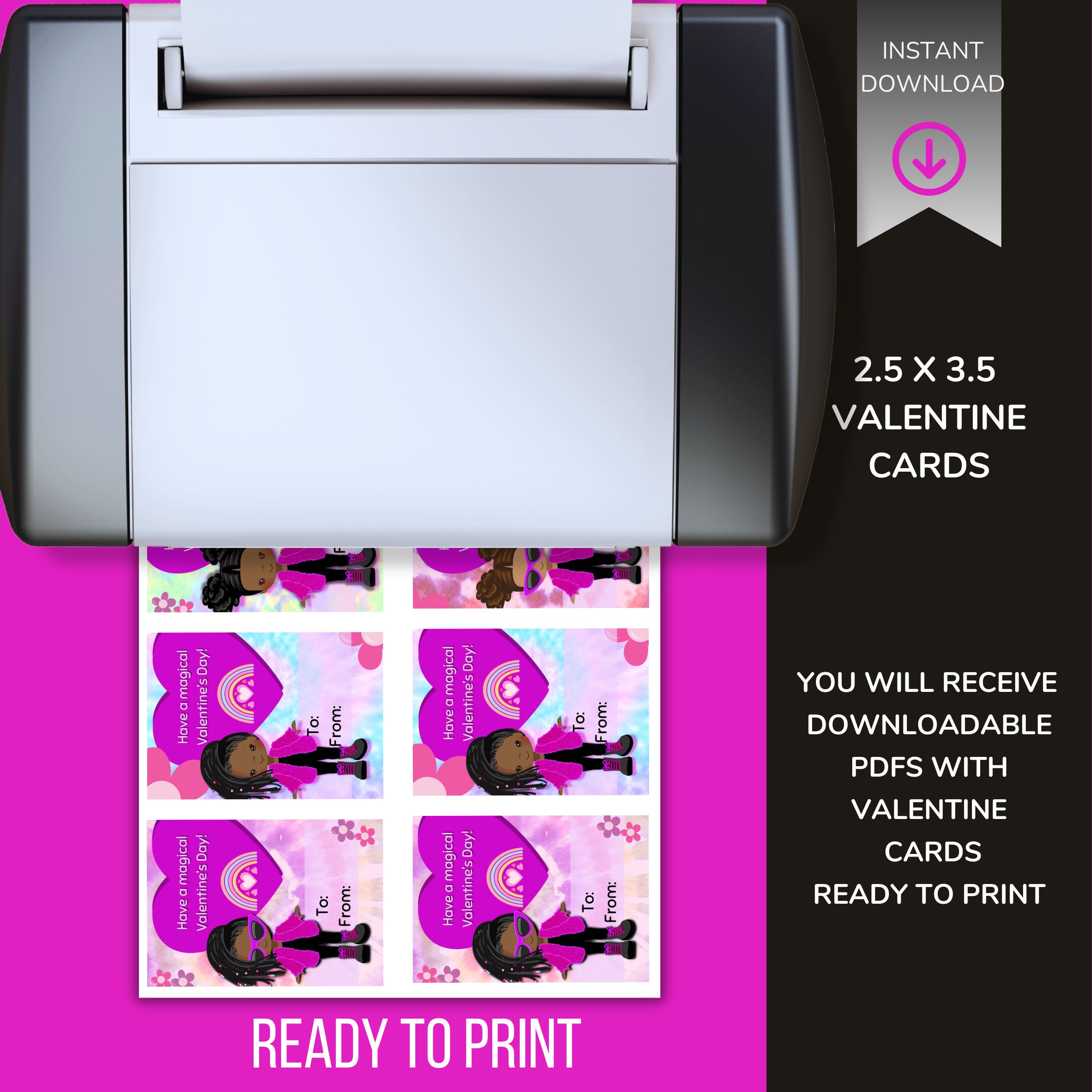 Printable Valentine's Day Cards, Black Girl Printable Valentines Day ...