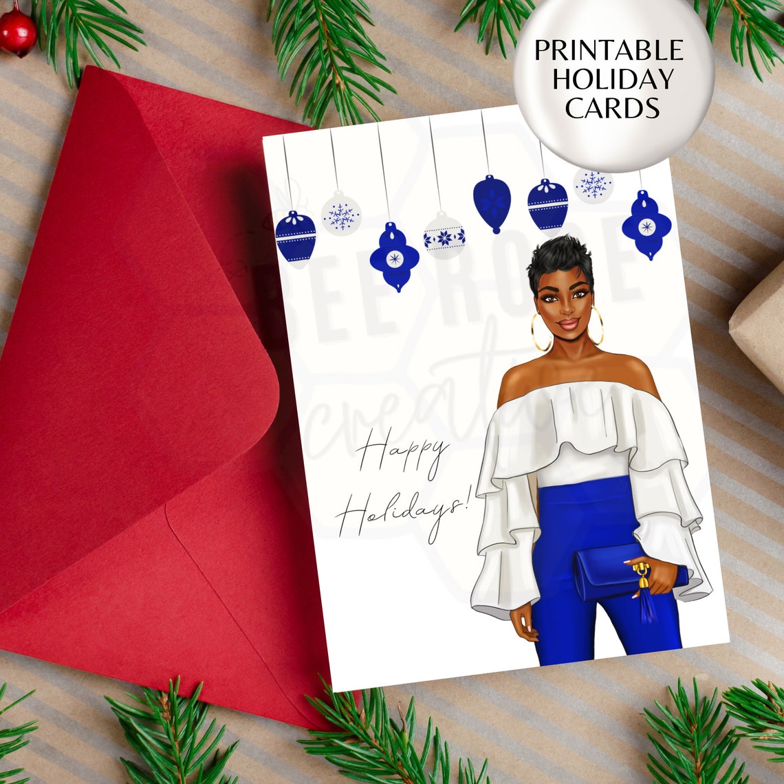 Printable Holiday Cards for Black Women African American - Etsy