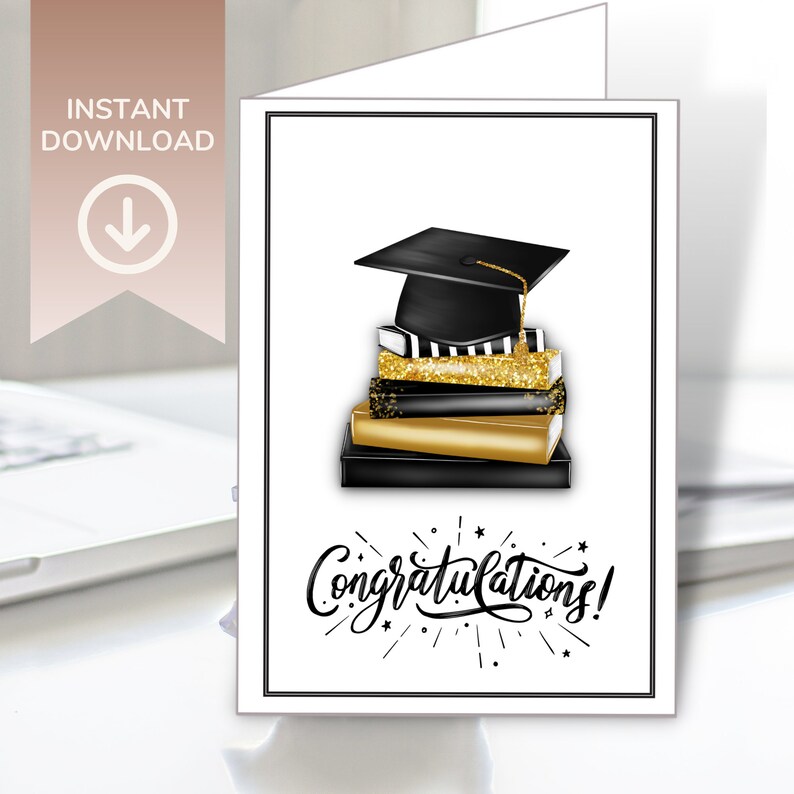 Graduation Card Printable Graduation Card Congratulations Grad Cap and ...